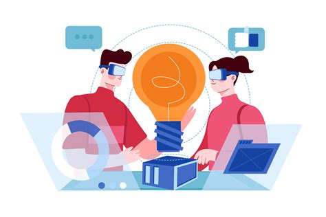 Business Team Working On Vr Tech 8516353 Vector Art At Vecteezy