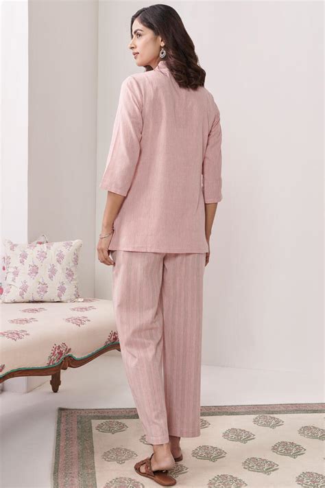 Buy Pink Handcrafted Cotton Loungewear Set For Women Fgnset22 45