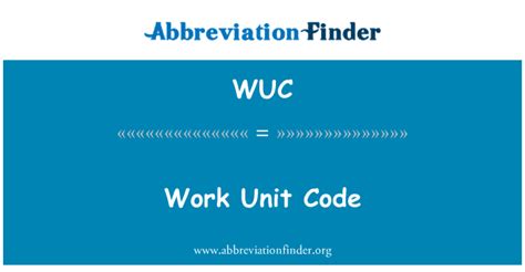 Wuc Stands For Work Unit Code Abbreviation Finder