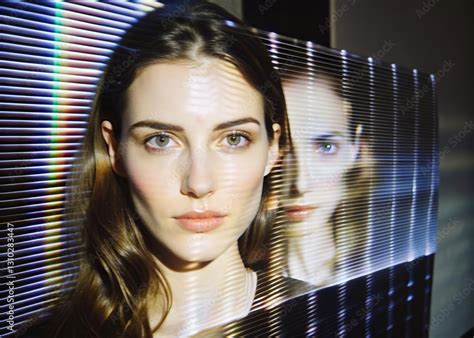 Stock Illustration „glitched And Corrupted Female Face Reeded And