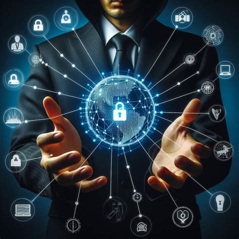 Premium Photo Cyber Security Data Protection Businessman Holding A Key To Protect Sensitive