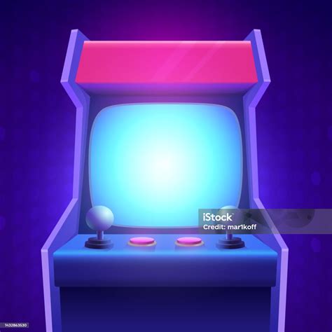 아케이드 게임 화면 인터페이스 화면의 공간을 복사합니다 레트로 아케이드 게임 기계 비디오 게임 기계 플레이 스크린 게임의 벡터 일러스트 레이 션 아케이드에 대한 스톡 벡터