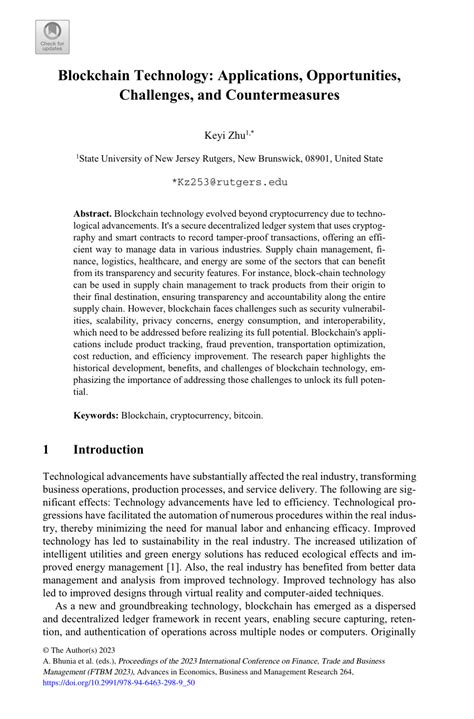 Pdf Blockchain Technology Applications Opportunities Challenges