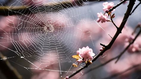 분홍색 꽃이 있는 거미줄 Hd 1920x1080 거미줄에 벚꽃 꽃잎 고화질 사진 사진 낮 배경 일러스트 및 사진 무료 다운로드 Pngtree