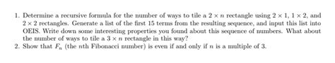 Solved 1 Determine A Recursive Formula For The Number Of Chegg