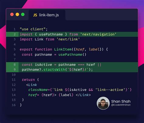 Shan ⚡️ Check Active Links And Sub Links In Nextjs → You Can Use Usepathname To Determine If A