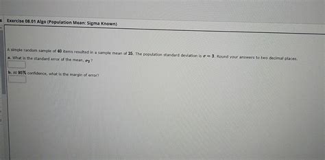 Solved S Exercise 08 01 Algo Population Mean Sigma Known