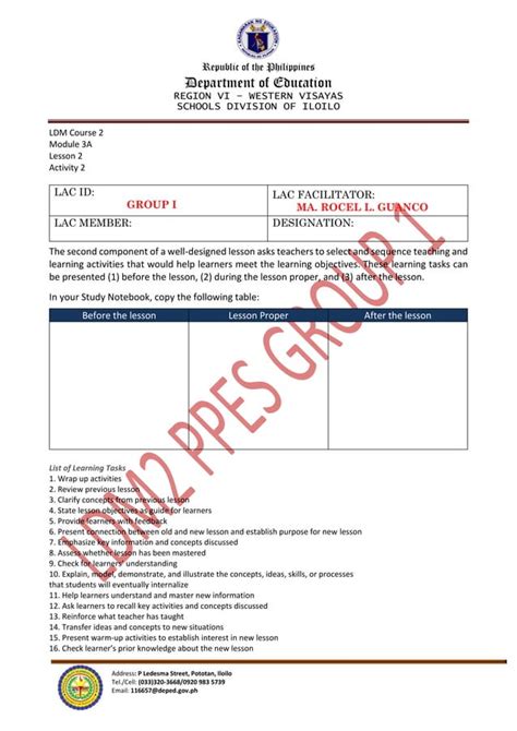 Learning Delivery Modalities Course 2 Worksheets Pdf