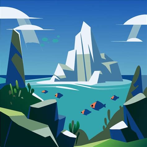 Premium Vector Underwater Rocks Vector Illustration Flat 2