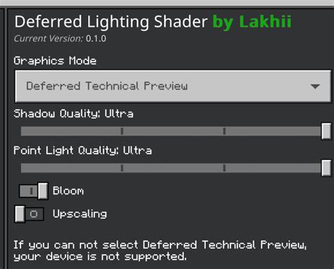 deferred lighting shader 1 20 mcpe bedrock