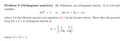 solved problem 8 orthogonal matrices by definition an