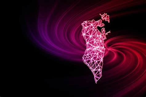 Premium Photo Map Of Bahrain Polygonal Mesh Line Map