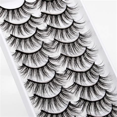False Eyelashes Lashes Pack 10 Pairs 8d Dramatic Eyelashes Wispy Cat
