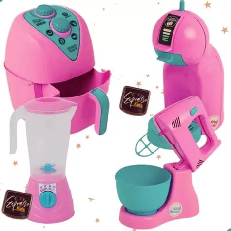 Kit Cozinha Infantil Airfryer Batedeira Liquidificador Cafet Parcelamento Sem Juros