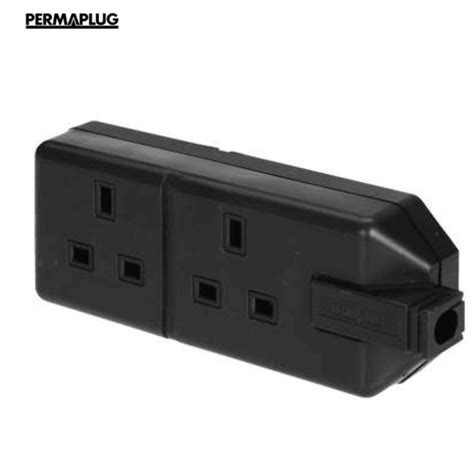 Permaplug 13a 2 Gang Trailing Socket Black