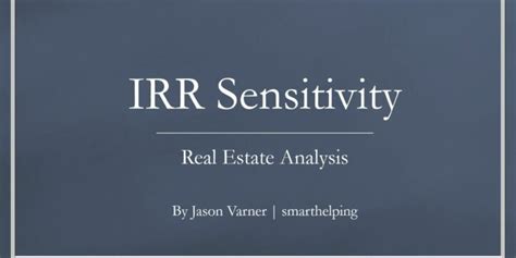 IRR Sensitivity Real Estate Model EFinancialModels