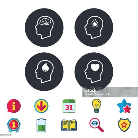 Ilustración De Icono De Cabeza Y Cerebro Macho De Los Símbolos Y Más