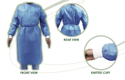Isolation Gown C W Knitted Cuff Blue Fast Aid Medical First Aid