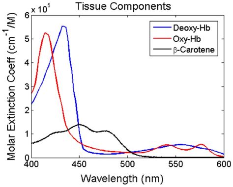 Molar Extinction Coefficient Of Oxy And Deoxy Hemoglobin And