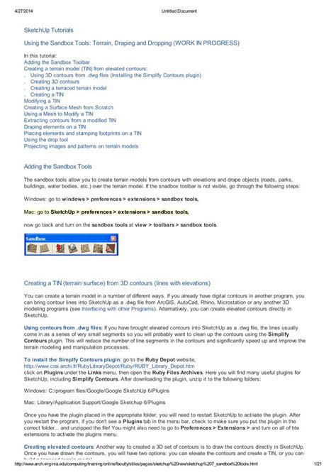 Pdf Sketchup Terrain And Sandbox Tool Dokumentips