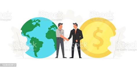 실업가 큰 동전과 세계 전에 계약을 확인합니다 행성 성공 챔피언 승리 돈을 저장 합니다 흰색 바탕에 시작 비즈니스 프레 젠 테이 션 계약서에 대한 스톡 벡터 아트 및 기타