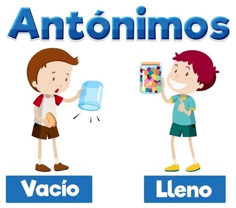 Vector Cartoon Illustration Spanish Word Cards Depicting Antonyms