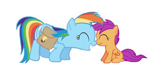 Rainbow Dash And Scootaloo Kiss