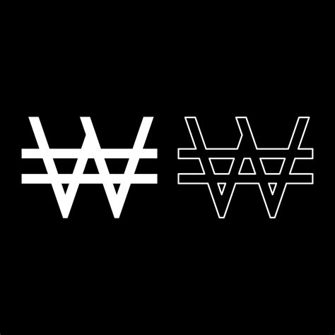 Symbol Won Korea Money Sign Krw Currency Monetary Set Icon White Color