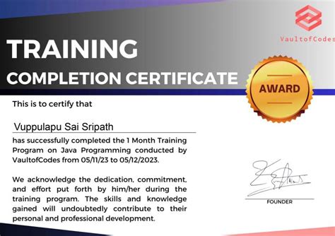 Sai Sripath Vuppulapu On Linkedin Training Experience Vaultofcodes