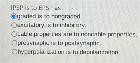 Ipsp Is To Epsp As Graded Is To Nongraded Excitatory