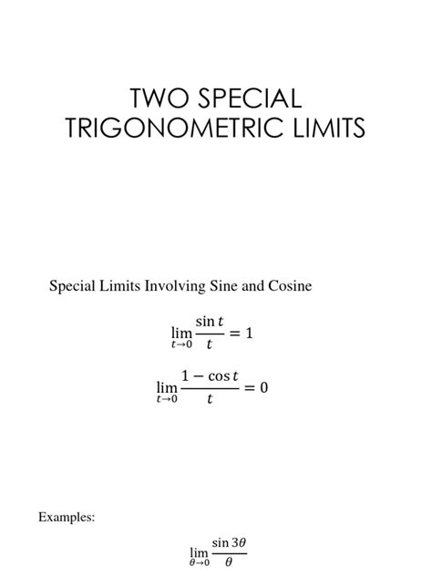 Two Special Trigonometric Limits Pdf