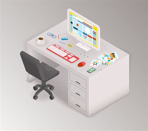 Creative Office Isometric Workspace Stock Vector Illustration Of