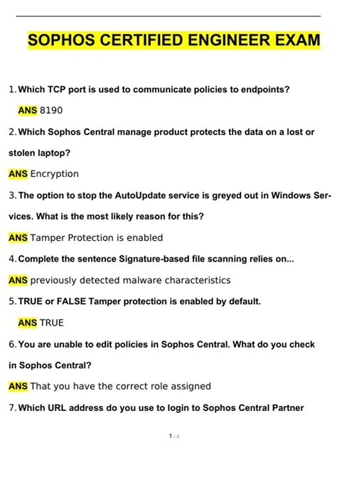 Sophos Certified Engineer Actual Exam Questions With Correct Answers
