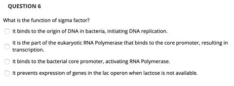 Solved Question 6 What Is The Function Of Sigma Factor O It