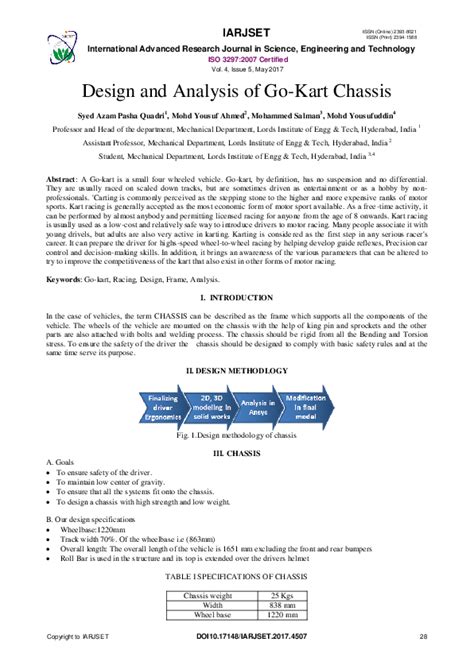 Pdf Design And Analysis Of Go Kart Chassis