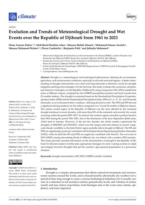Pdf Evolution And Trends Of Meteorological Drought And Wet Events Over The Republic Of