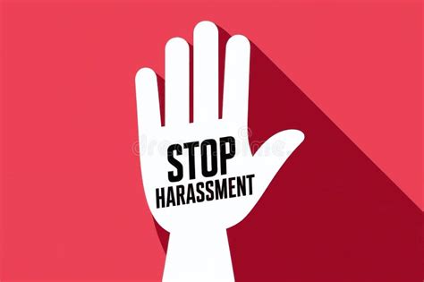 Silhouette Of A Hand With Stop Harassment Text On A Bold Red Background