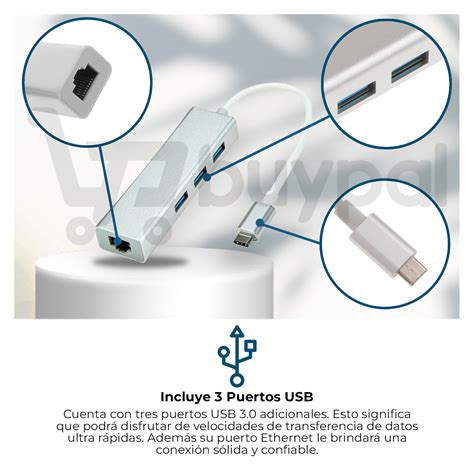 Ripley Adaptador Hub Tipo C Puertos Usb Ethernet