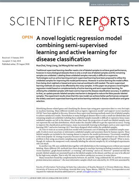 Pdf A Novel Logistic Regression Model Combining Semi Supervised