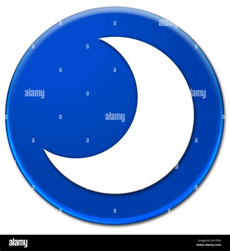Illustration Of A White Moon On A Blue Glassy Button Isolated Over