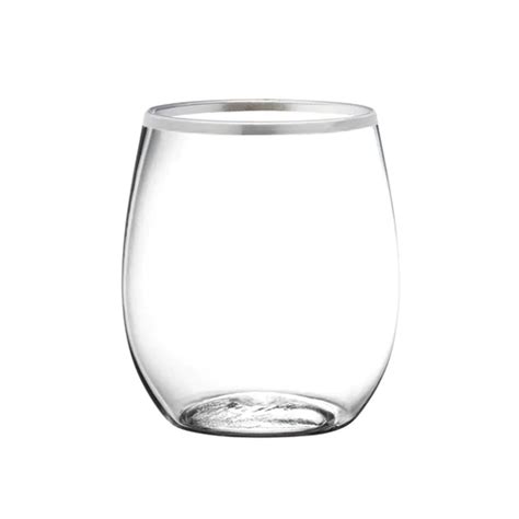 Nicole Fantini Disposable Silver Rim Stemless Plastic Wine Glasses