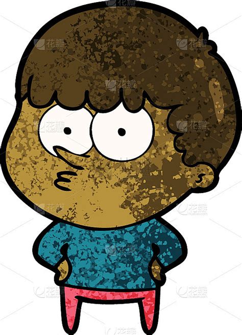 卡通好奇的男孩