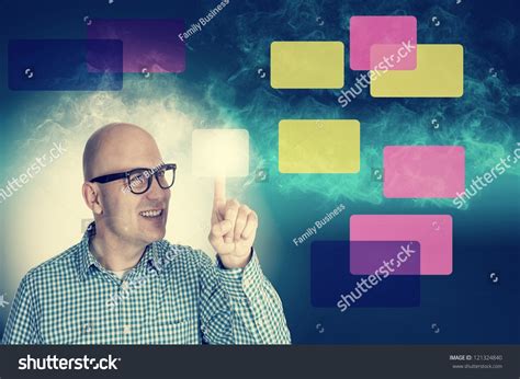 Man Pushing Blank White Button Stock Photo 121324840 Shutterstock