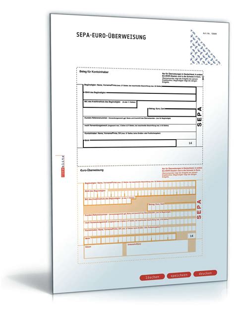 Überweisungsträger zum ausfüllen SEPA Überweisung zum Download