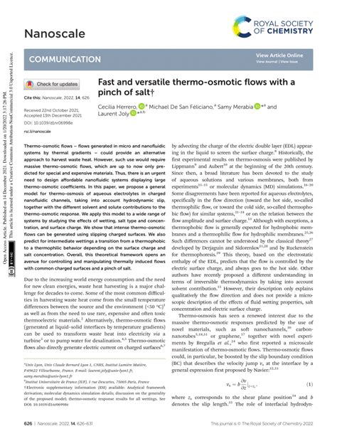 Pdf Fast And Versatile Thermo Osmotic Flows With A Pinch Of Salt Researchgate