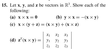 solved 15 let x y and z be vectors in r3 show each of