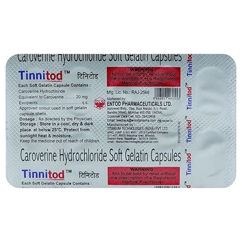 Tinnitod 20 Mg Softgel Strip Of 10 Capsules Health
