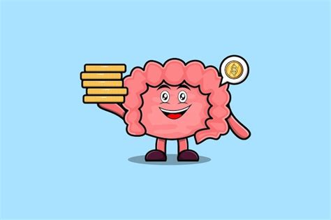 Симпатичный мультяшный персонаж Кишечник держащий векторную