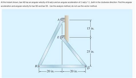 Solved By An EXPERT At The Instant Shown Bar AB Has An Angular Velocity Chegg
