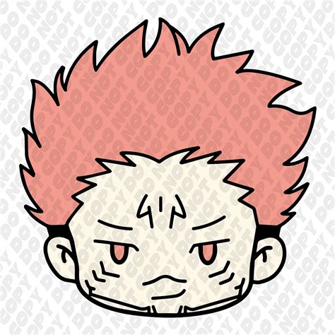 Sukuna Plotting Chibi Head Dtf Transfer Sticker Dtf Reaper